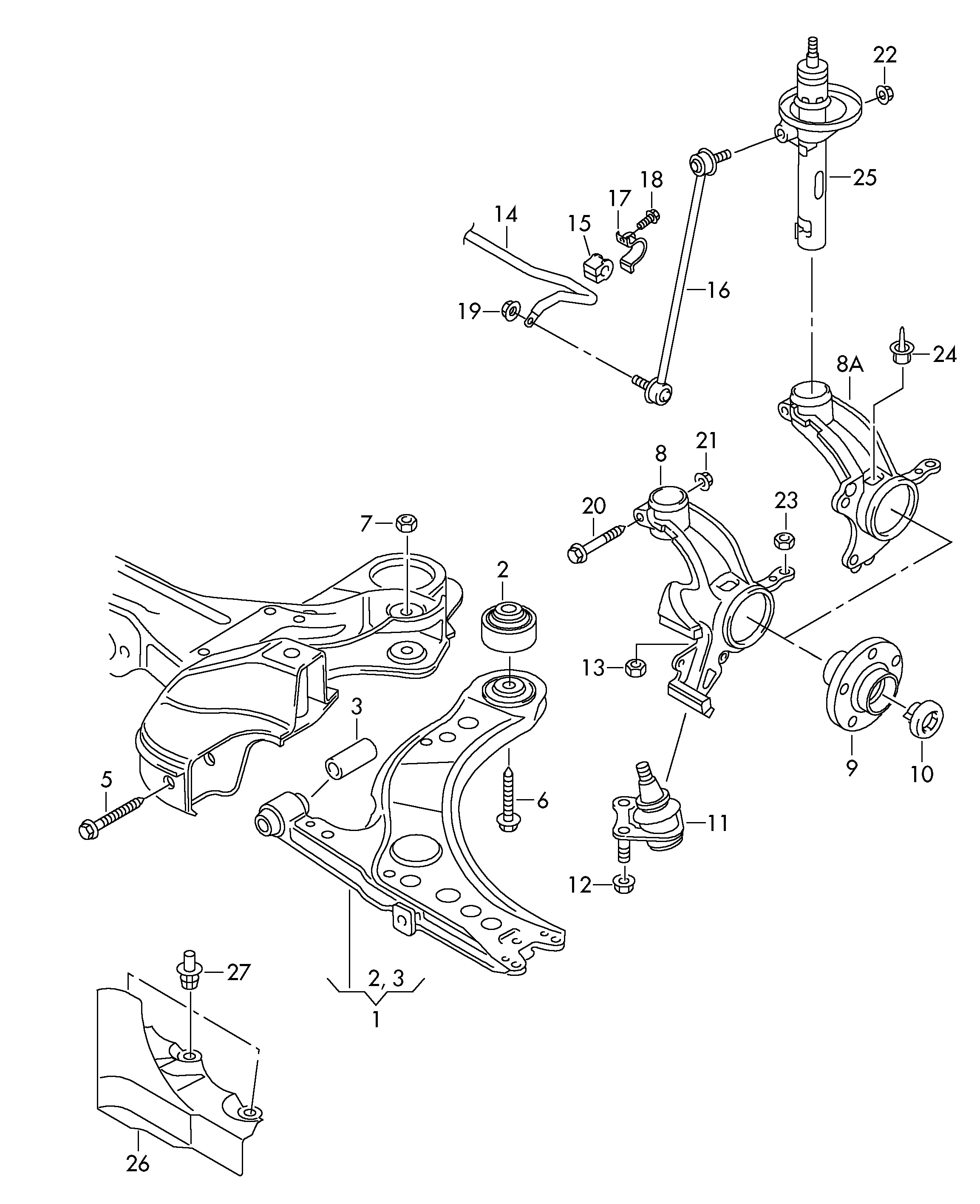 VW 6R0407621E - Wishbone wheel bearing housing anti-roll bar f 5j-8a502 ...